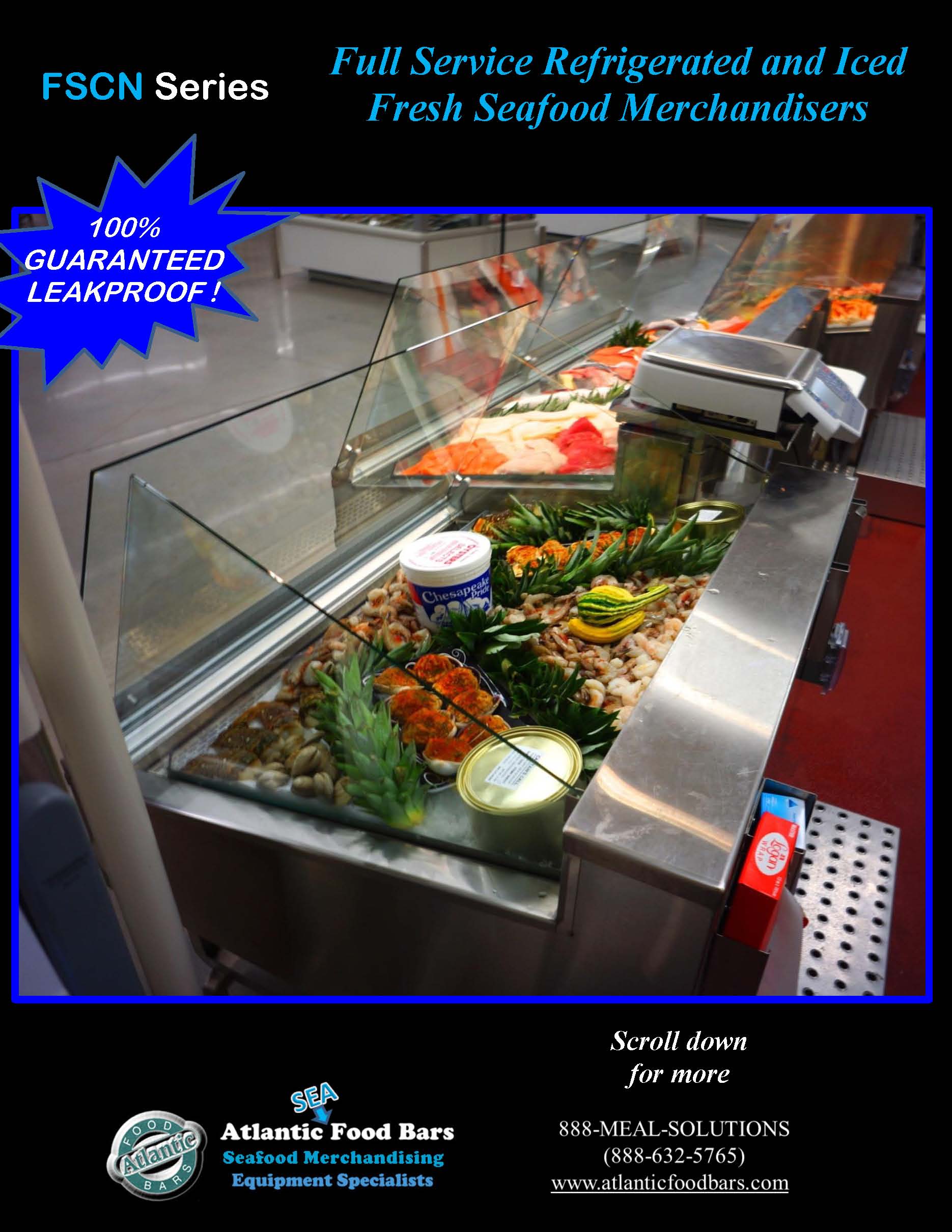 Atlantic Food Bars - 4' and 8' Refrigerated Seafood Lineup