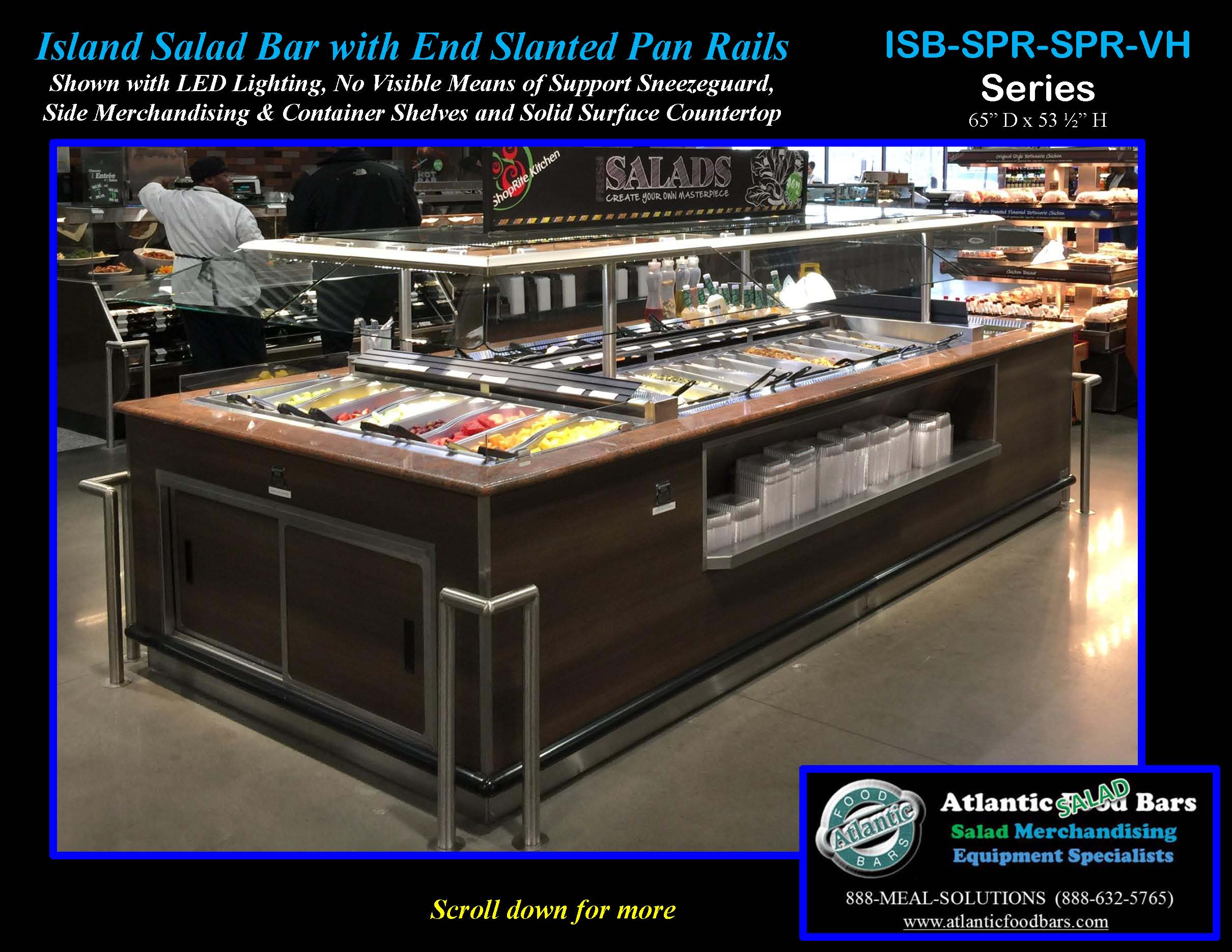 Atlantic Food Bars - Island Salad Bar with Slanted End Pan Rails