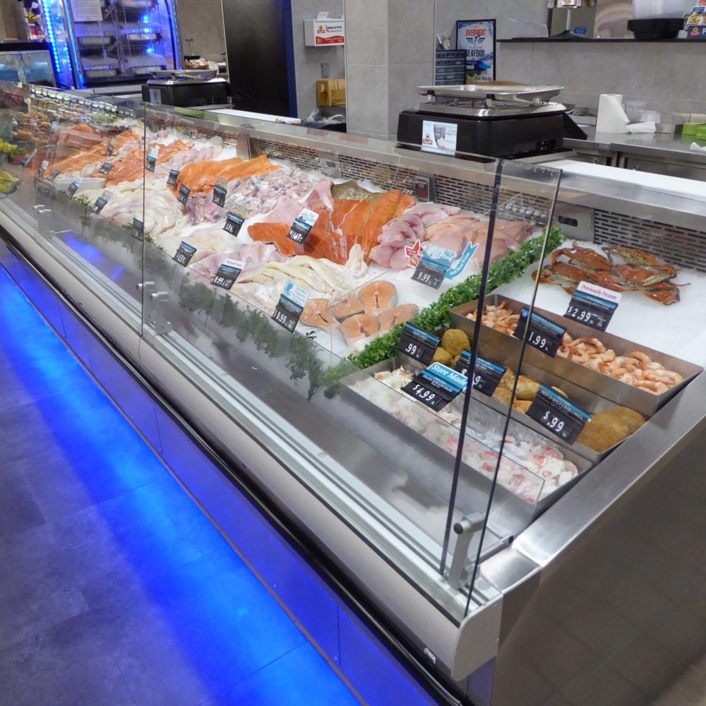 Mobile Iced Seafood Display Table with Canopy - transforMerchandiser