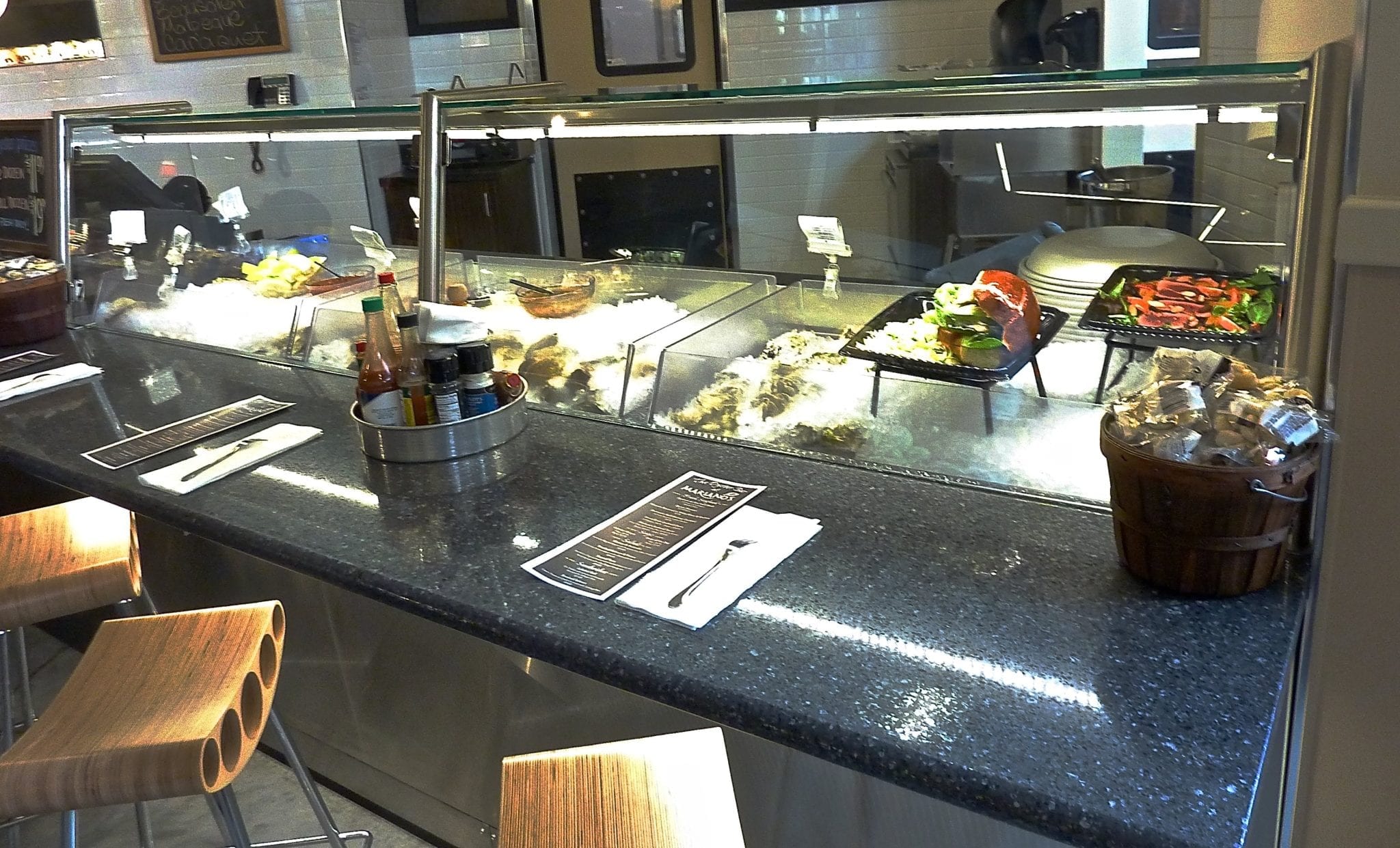 Custom Oyster Bar with Clam Shucking Tool & Refrigerated Storage - OYB