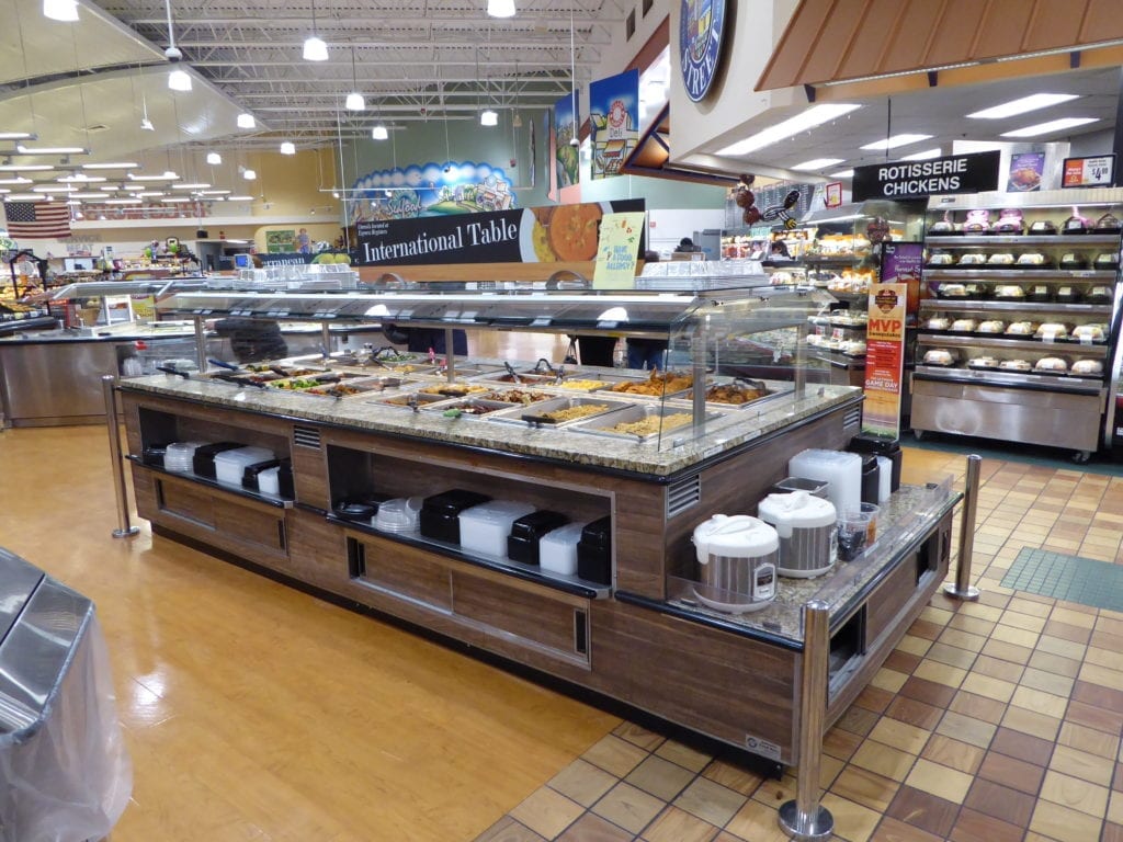 Island Hot Food Bar featuring Induction Hot Wells and Rice Warmer Shelf