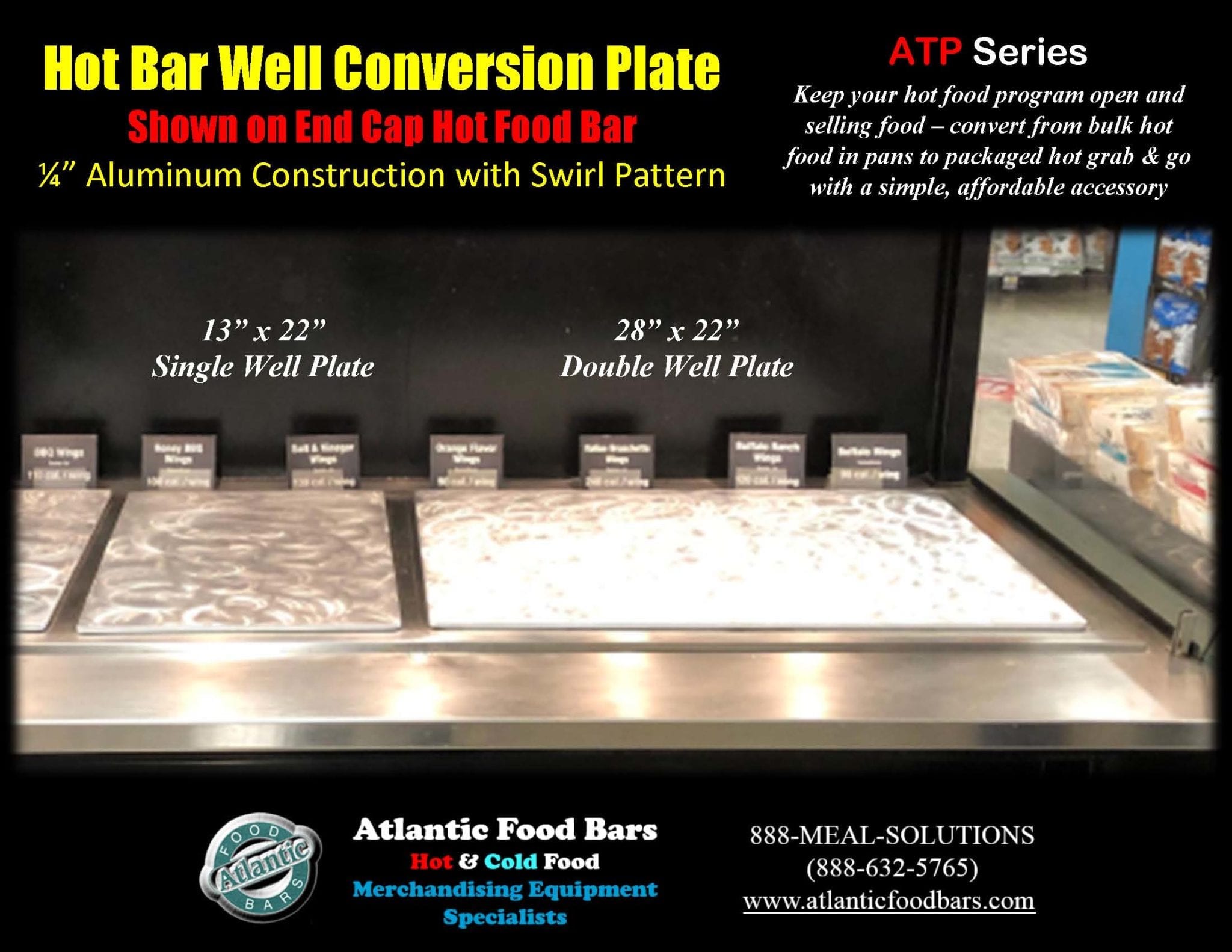 Atlantic Food Bars - Aluminum Hot Well Covers - Convert To Grab & Go
