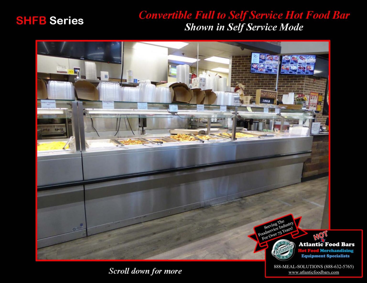 Atlantic Hot Food Bars Convertible Full / Self Service Sneezeguard