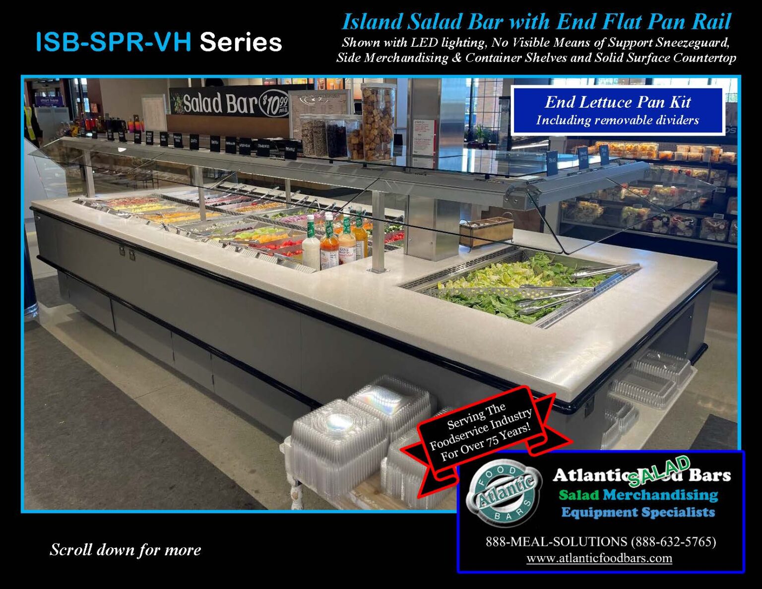 Atlantic Food Bars - 13' Refrigerated Island Salad Bar - ISB Series